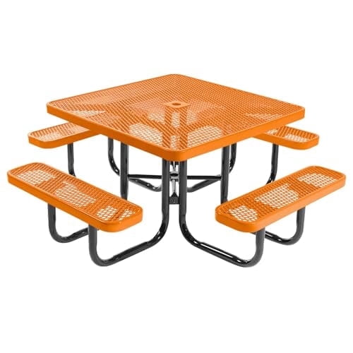Coated Outdoor Furniture Orange Portable Picnic Table, Expanded Metal ...
