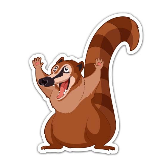 Coati Funny Cute Animal - 5" Vinyl Sticker - For Car Laptop I-Pad ...