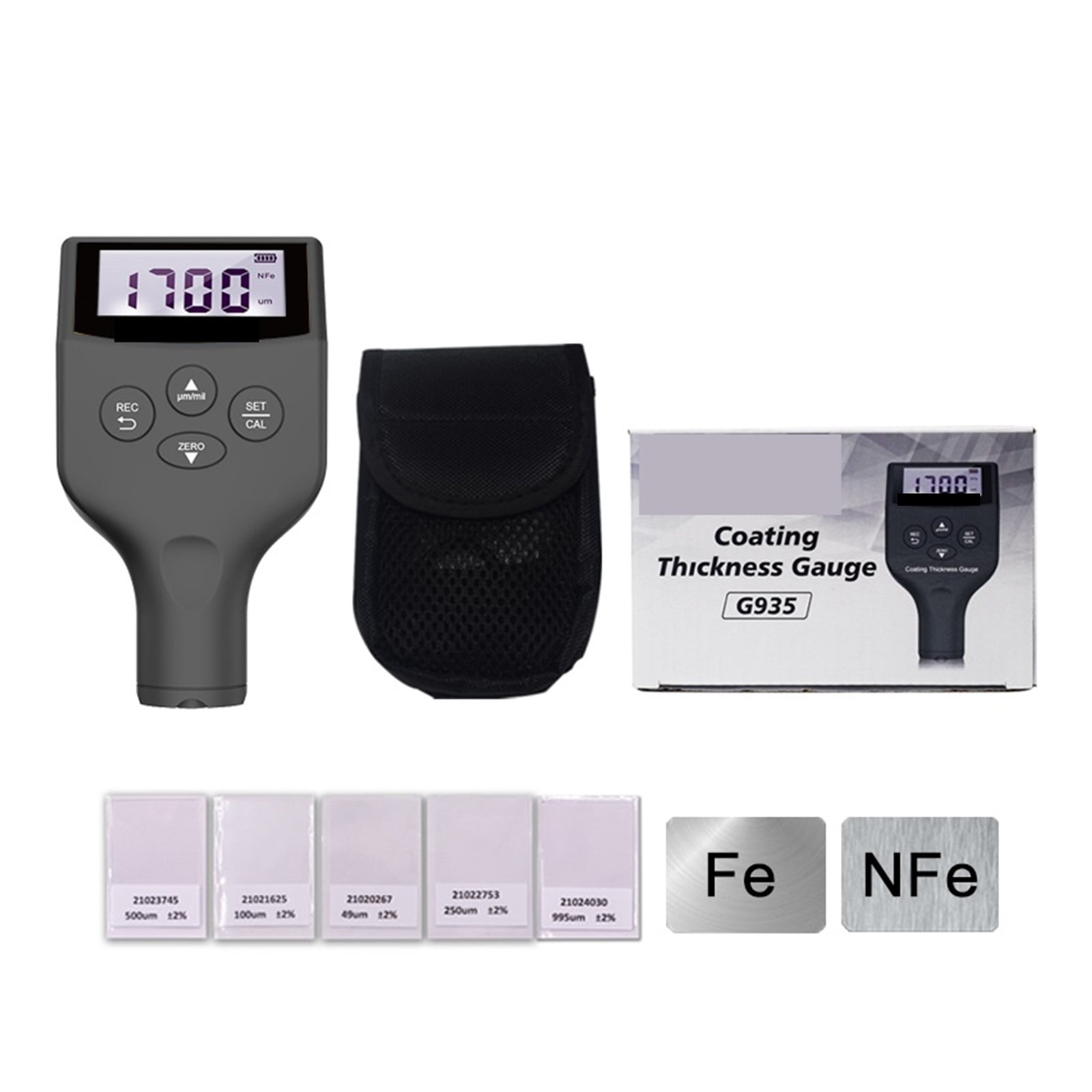 Coating Thickness Gauge 0-1700/0.1 Micron FE NFE Paint Tool Car Paint ...