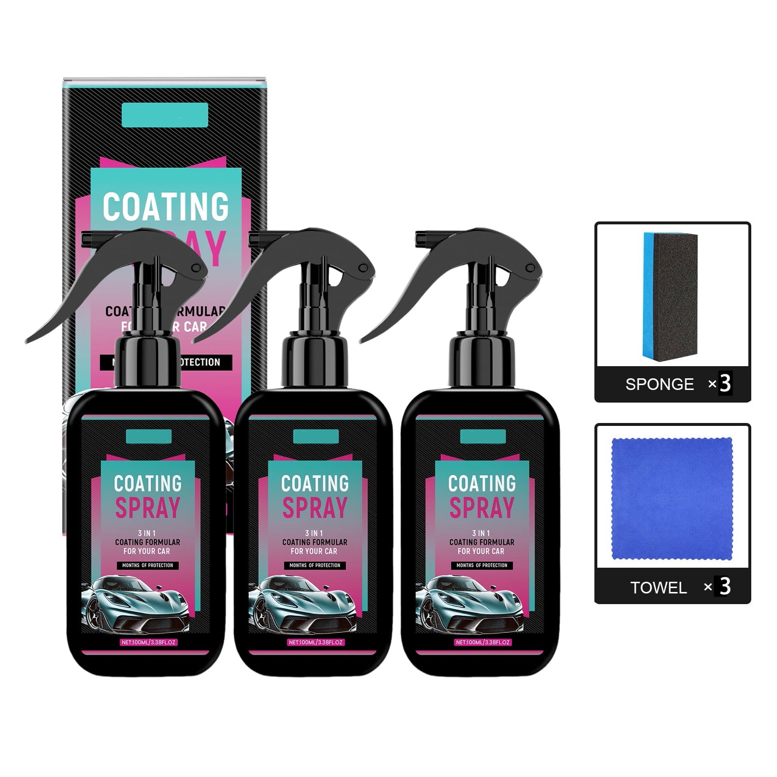 Coating Top Coat for Cars Fortify Quick Car Wax Polish Spray Waterless Wash & Wax Hydrophobic ...