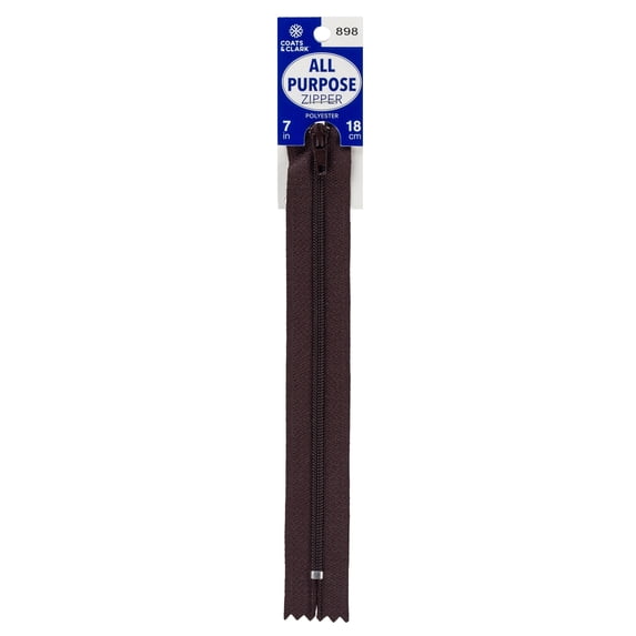 Coats & Clark 7" Polyester Brown All Purpose Sewing Zipper, 1 Each ...