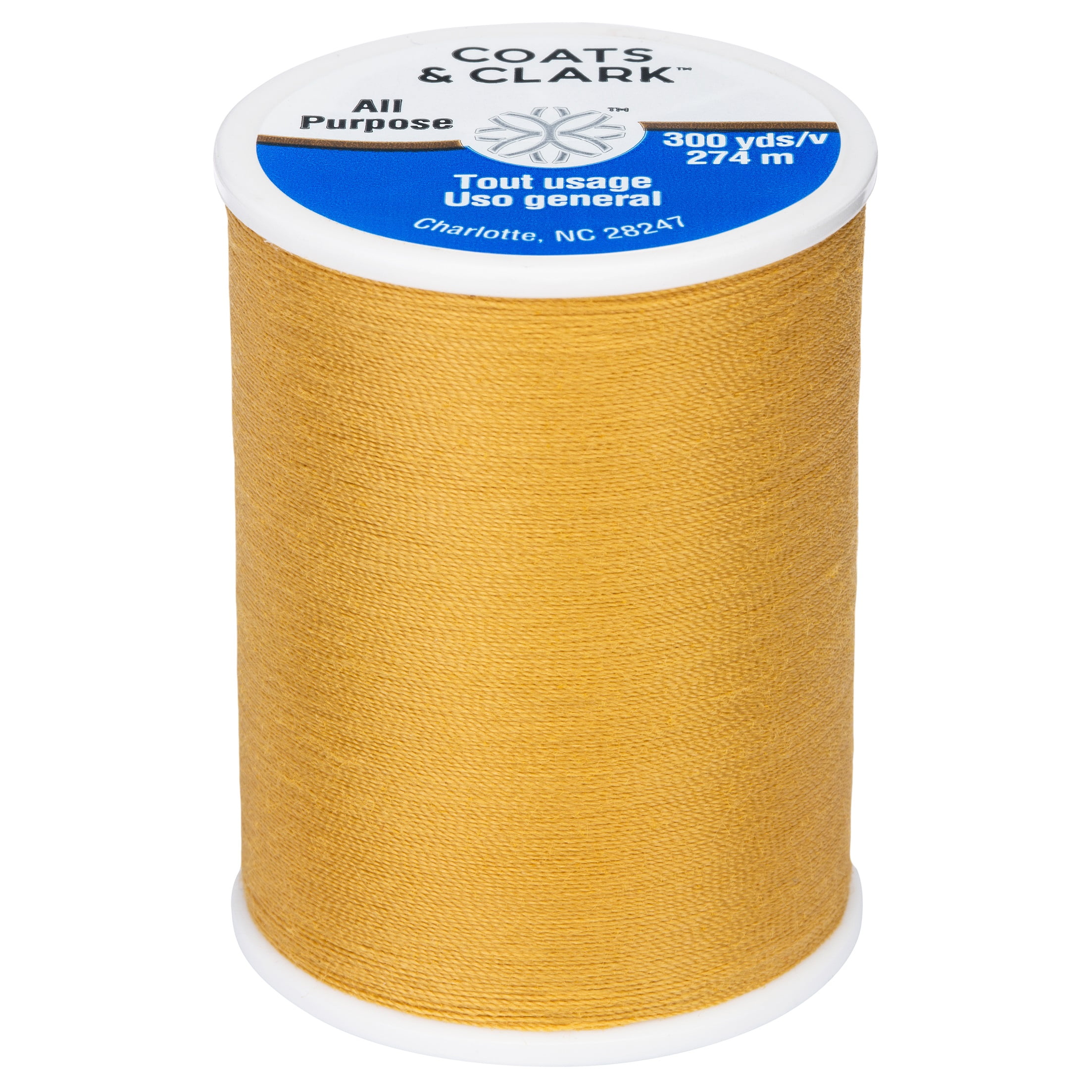 Coats & Clark All Purpose Temple Gold Polyester Thread, 300 Yards ...