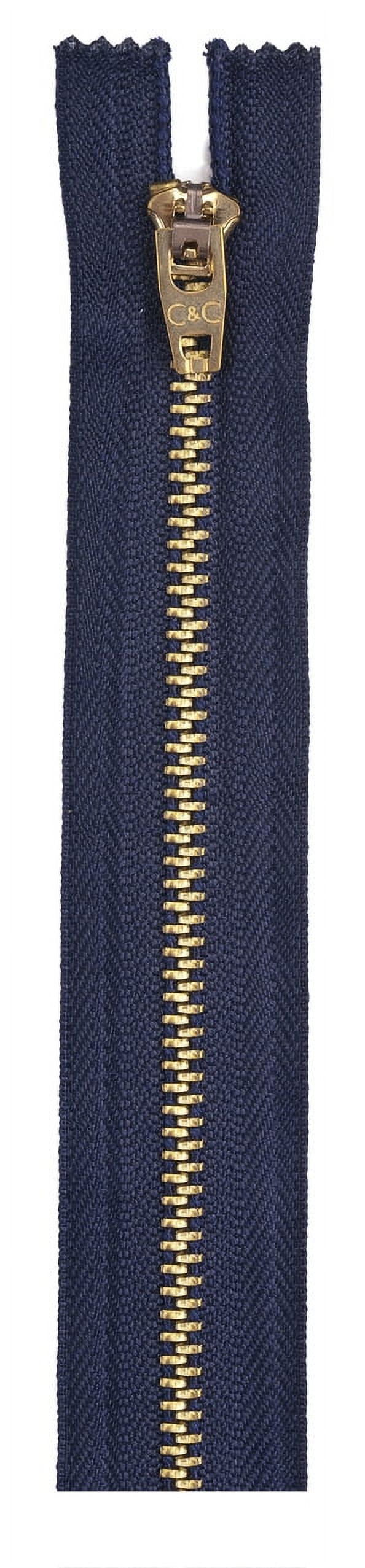 Coats & Clark Brass Jeans Sewing Zipper 7 inch Navy for Jeans and Pants ...