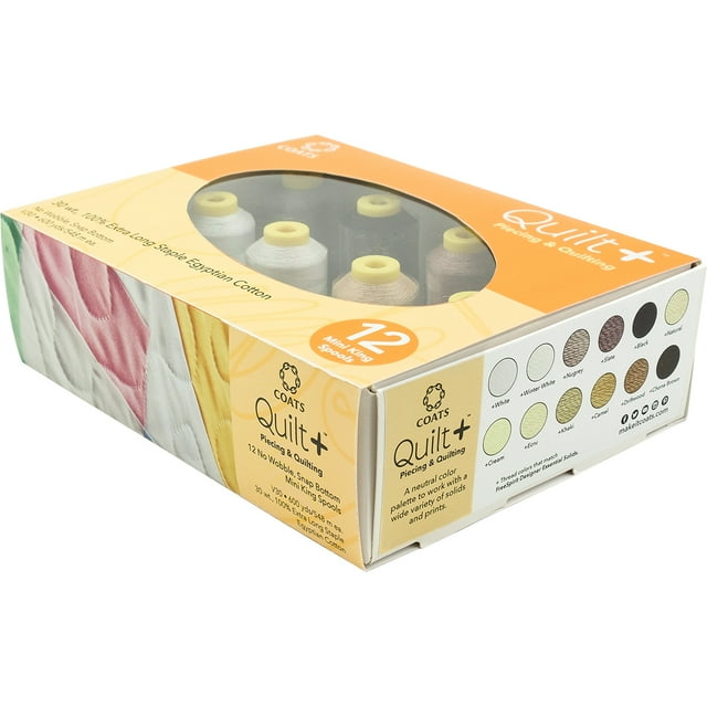 Coats & Clark Quilt+ Piecing Quilting Cotton Thread, Neutral Colors, 12 ...