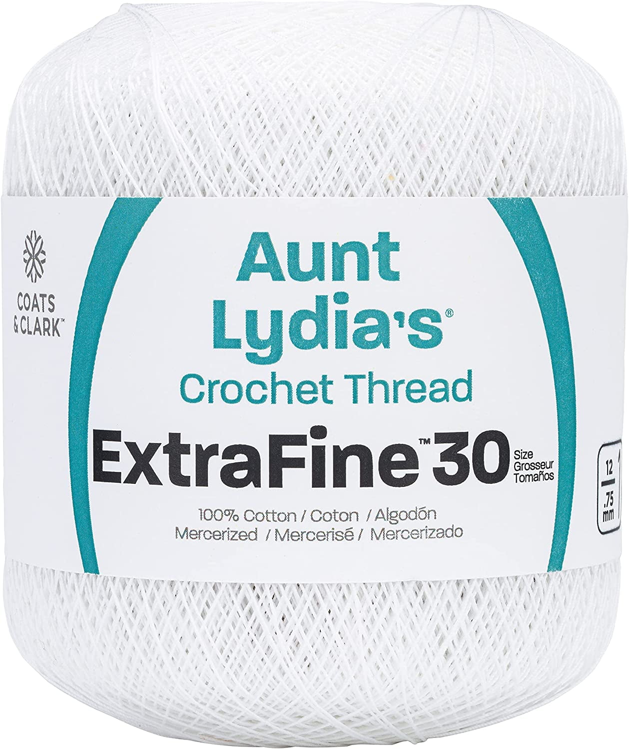 Aunt Lydia's Extra Fine Crochet Thread Size 30-White - Walmart.com