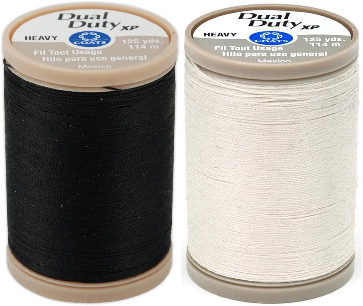 Coats Dual Duty XP Sewing Thread, 2-Pack, Black and Natural, 125 Yards ...