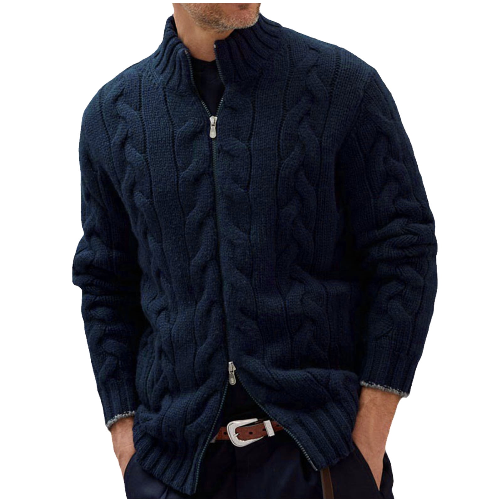Coats For Men Qiggri Man Winter Long Sleeve Pockets Turn Down Collar ...