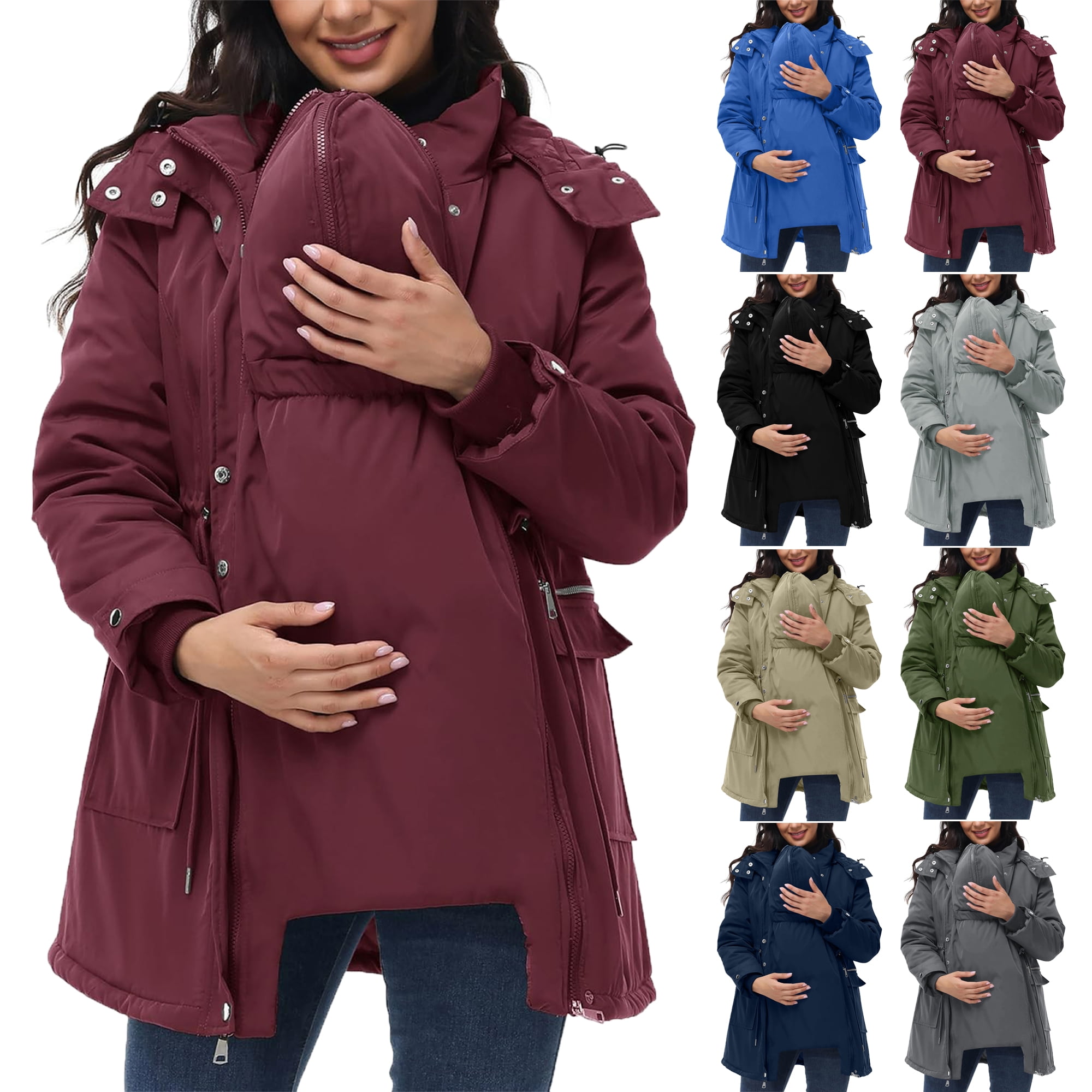 Coats For Women Hooded Jackets Maternity Baby Keep Warm Thicken Quilted ...