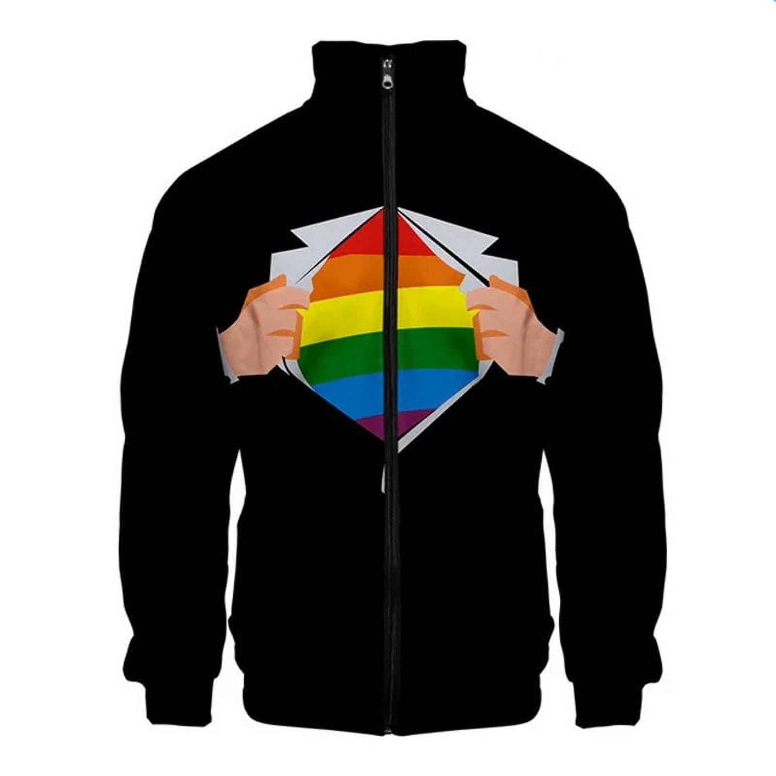 Coats Free LGBT Flag 3D Printed Zipper Jacket Long Sleeve Men Women ...