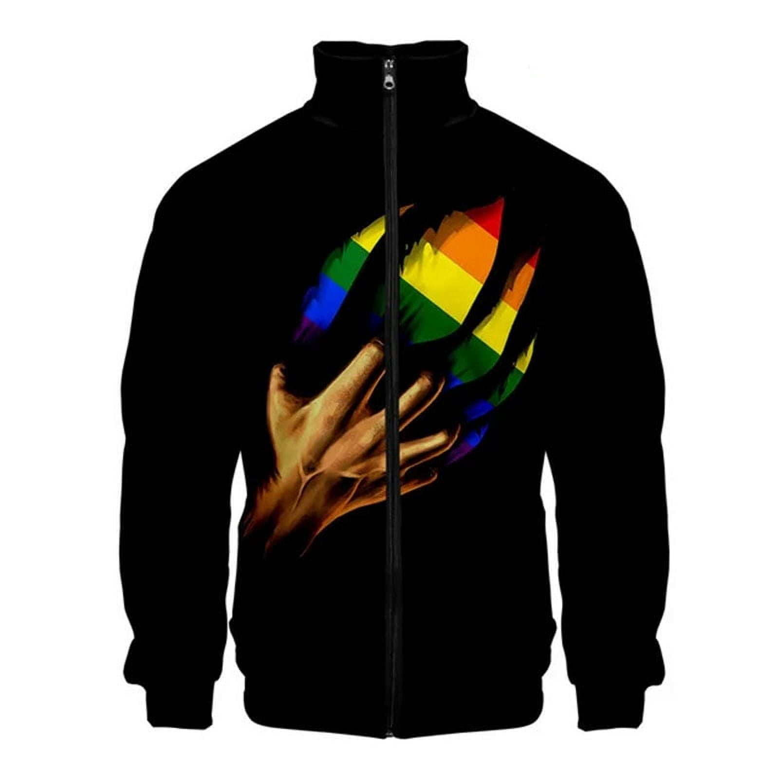 Coats Free LGBT Flag 3D Printed Zipper Jacket Long Sleeve Men Women ...