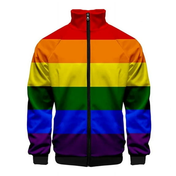 Coats Free LGBT Flag 3D Printed Zipper Jacket Long Sleeve Men Women ...