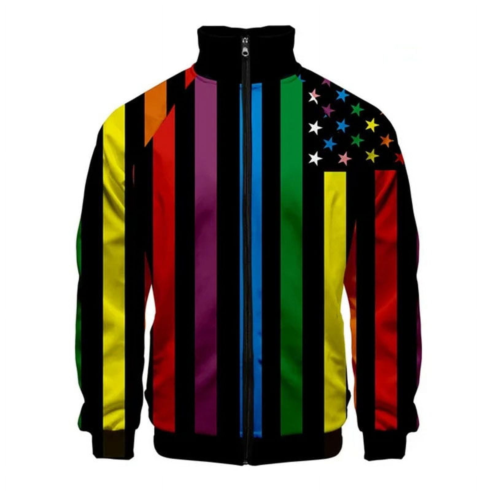 Coats Free LGBT Flag 3D Printed Zipper Jacket Long Sleeve Men Women ...