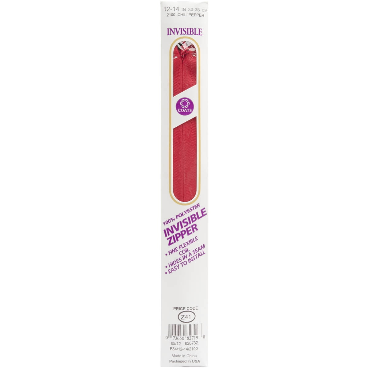 Coats Invisible Zipper 12" To 14"-Chili Pepper - Walmart.com