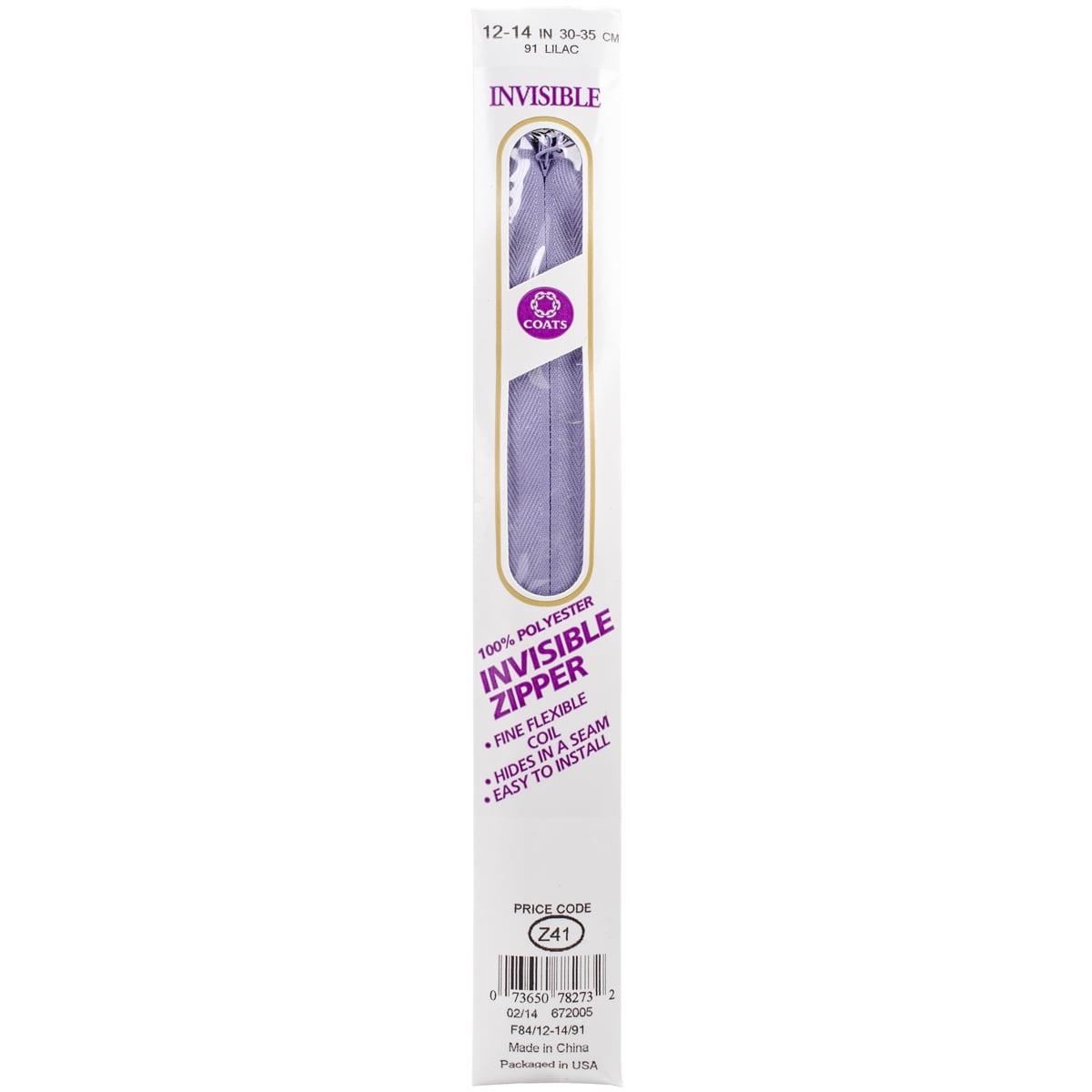 Coats Invisible Zipper 12" To 14"-Lilac - Walmart.com