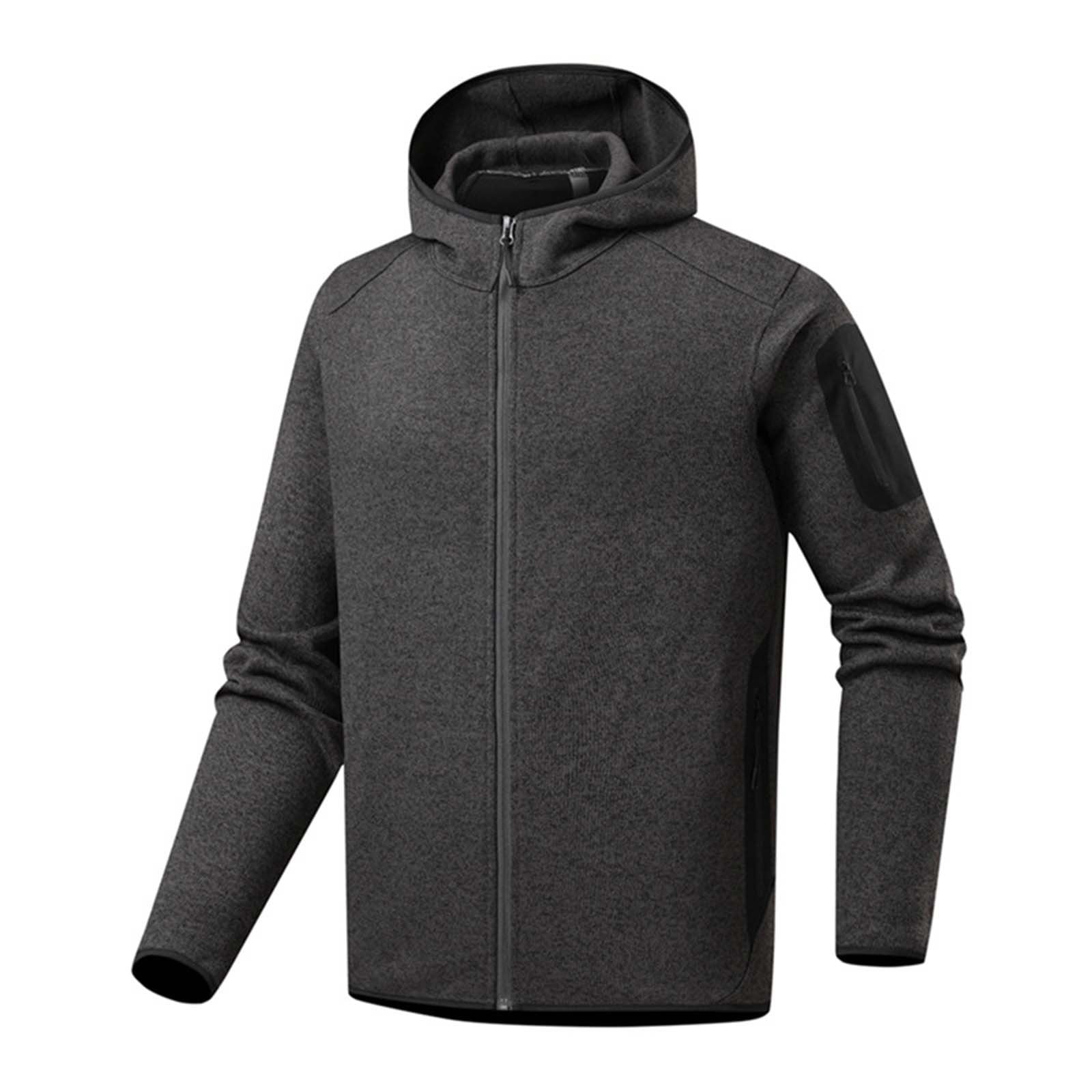 Coats for Men Plus Size Zipper Pocket Cardigan Hooded Running Fitness ...