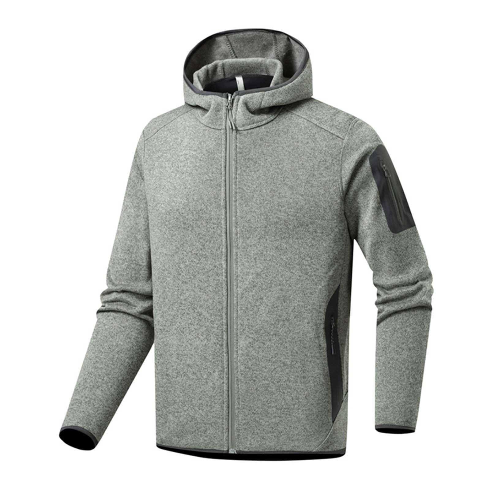 Coats for Men Plus Size Zipper Pocket Cardigan Hooded Running Fitness ...
