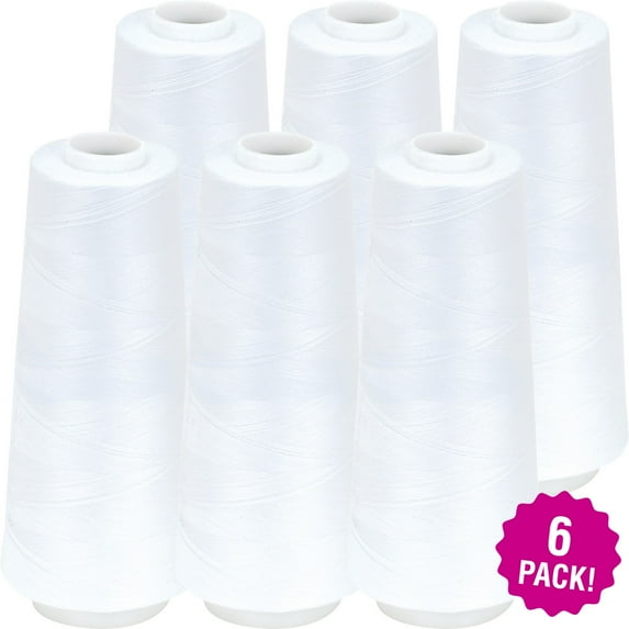 Coats Surelock Overlock Thread 3,000yd - White, Multipack of 6 ...