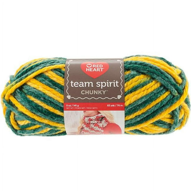 Coats Yarn E853-9948 Red Heart Team Spirit Chunky Yarn-Green & Gold ...