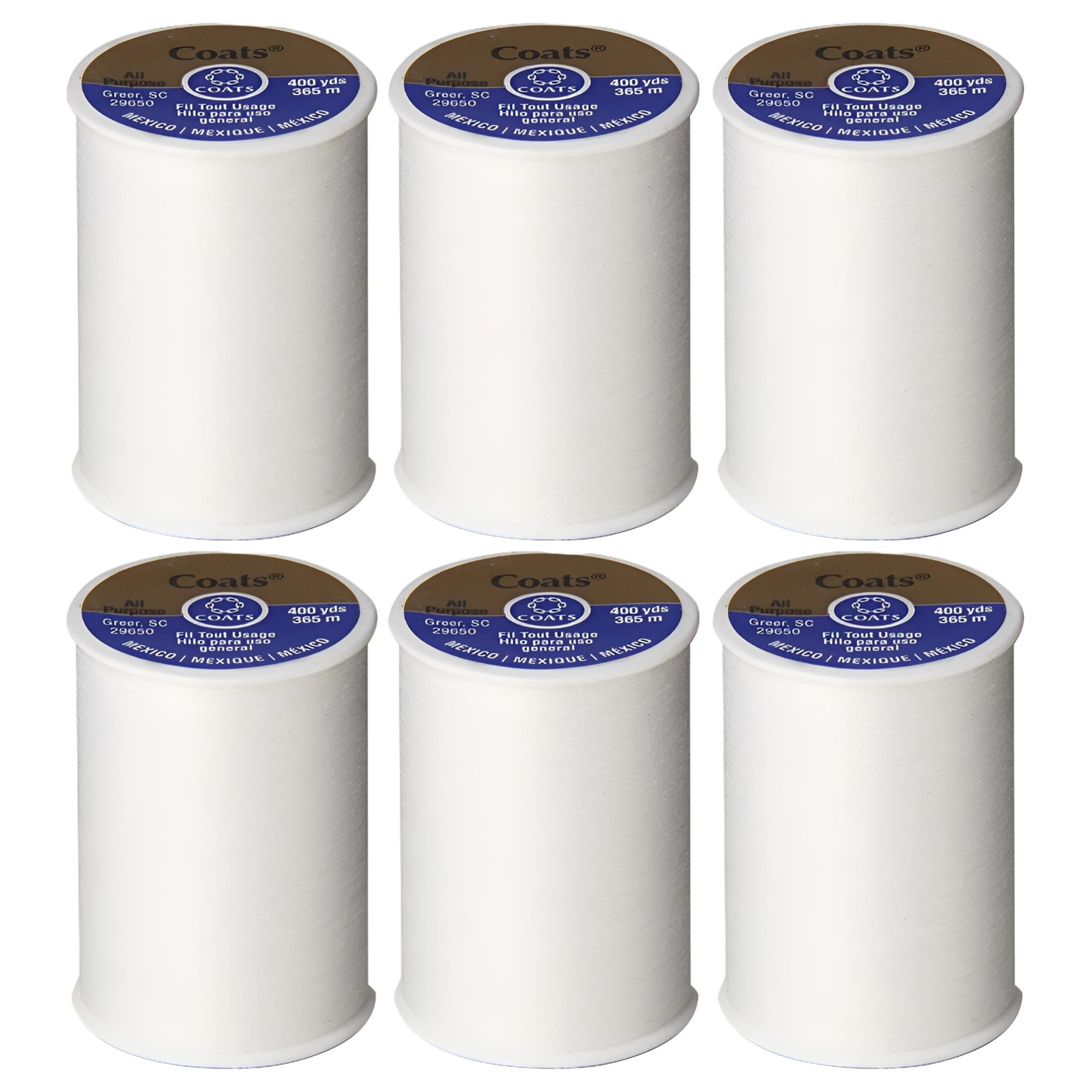 Coats & Clark White Polyester Thread, Dual Duty All Purpose, 400 Yds per Spool, 6 Pack - Walmart.com