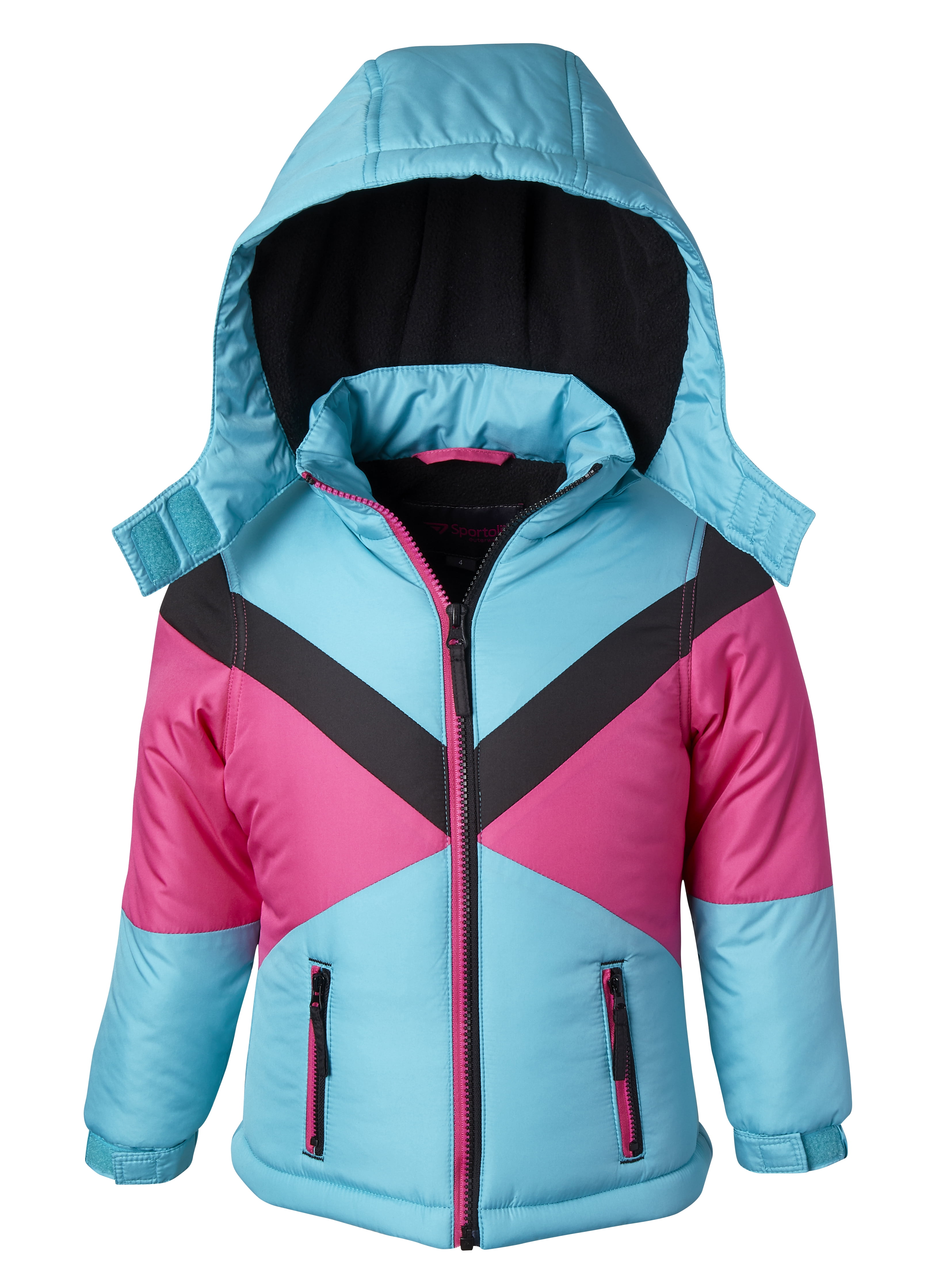 Coats for Girls Fleece Lined Hooded Colorblock Winter Puffer Jacket ...