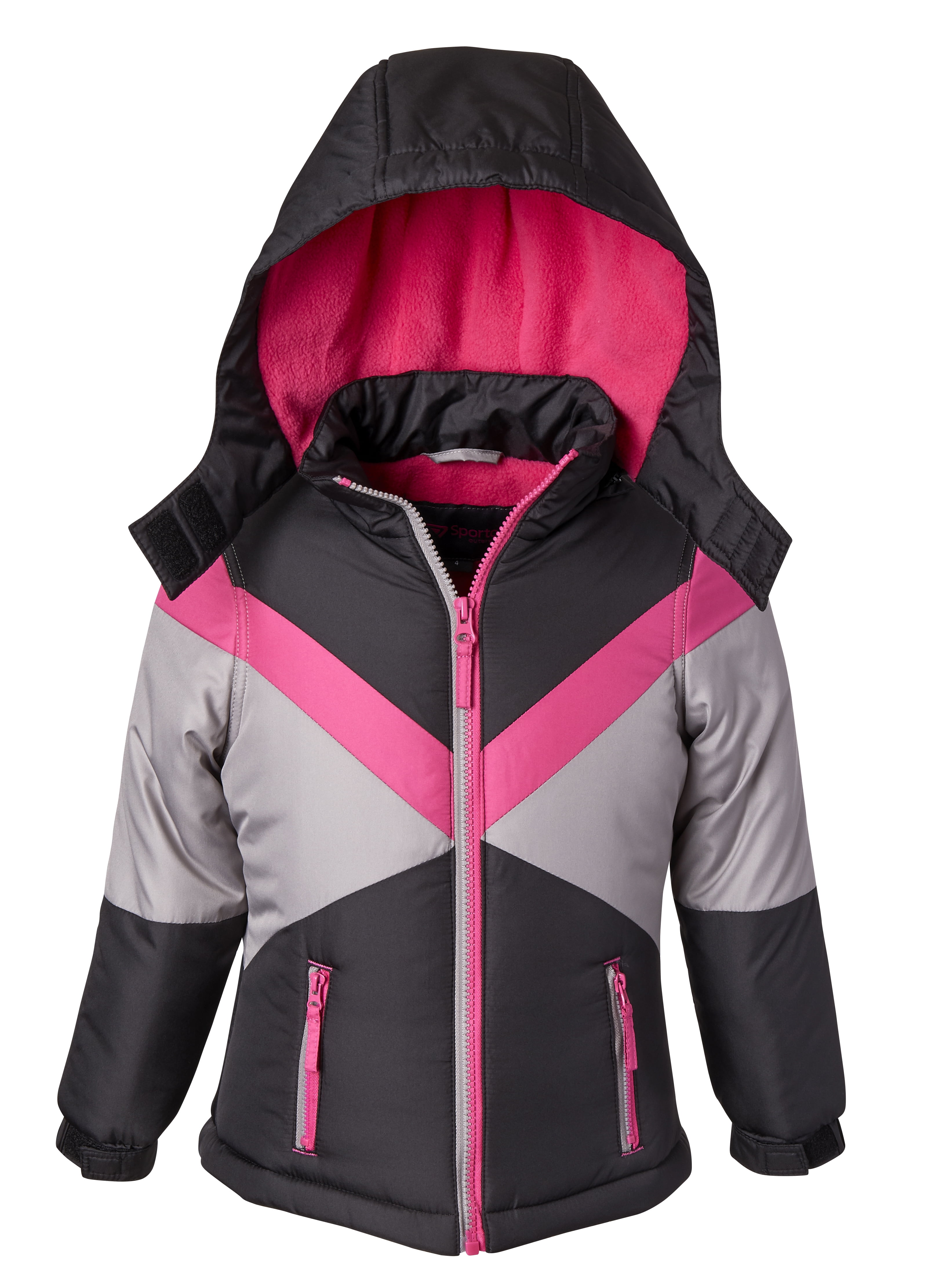 Sportoli® Girls Winter Puffer Jacket - Fleece Lined Hooded Colorblock ...