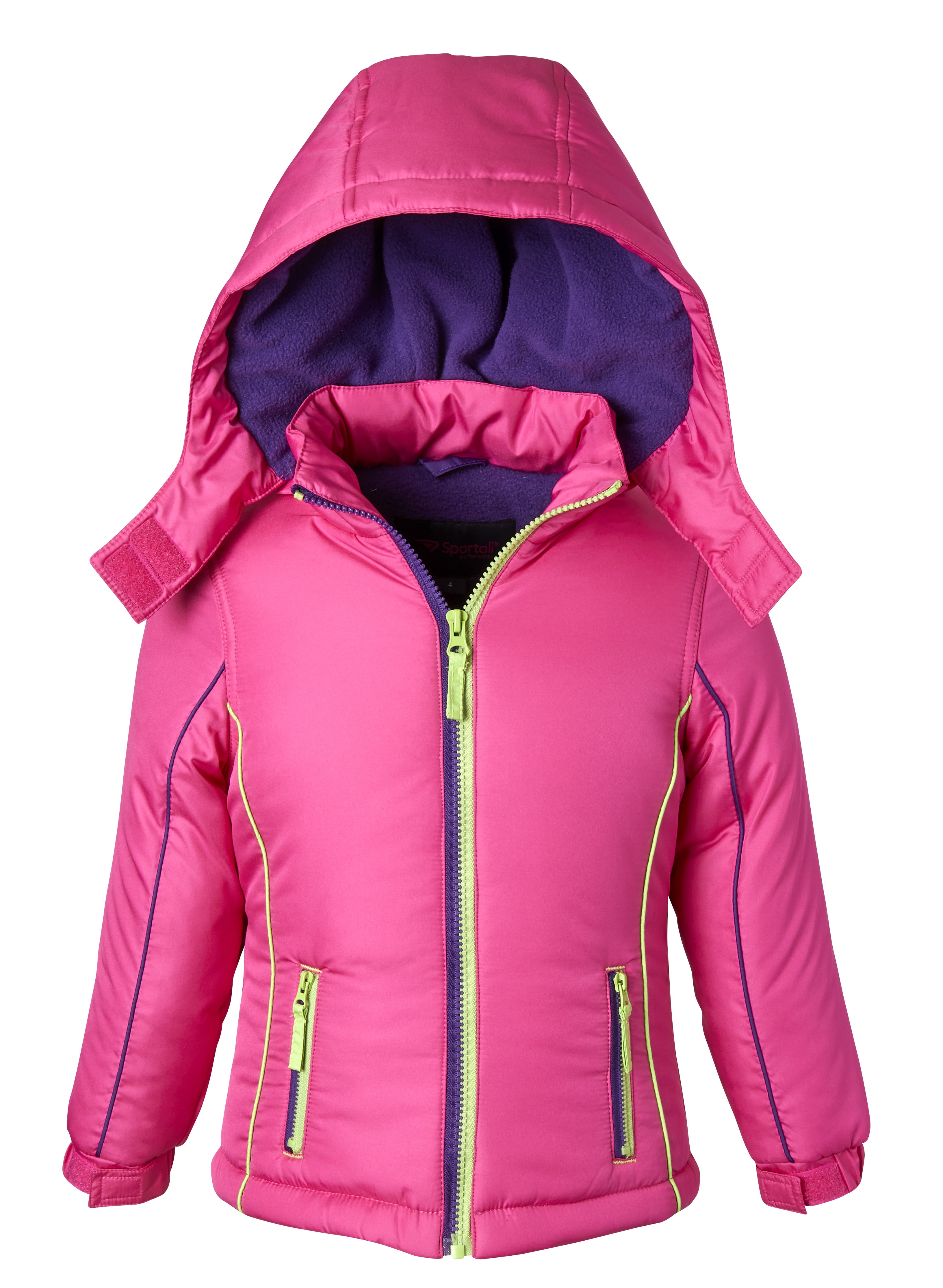 Coats for Girls Fleece Lined Hooded Colorblock Winter Puffer Jacket ...