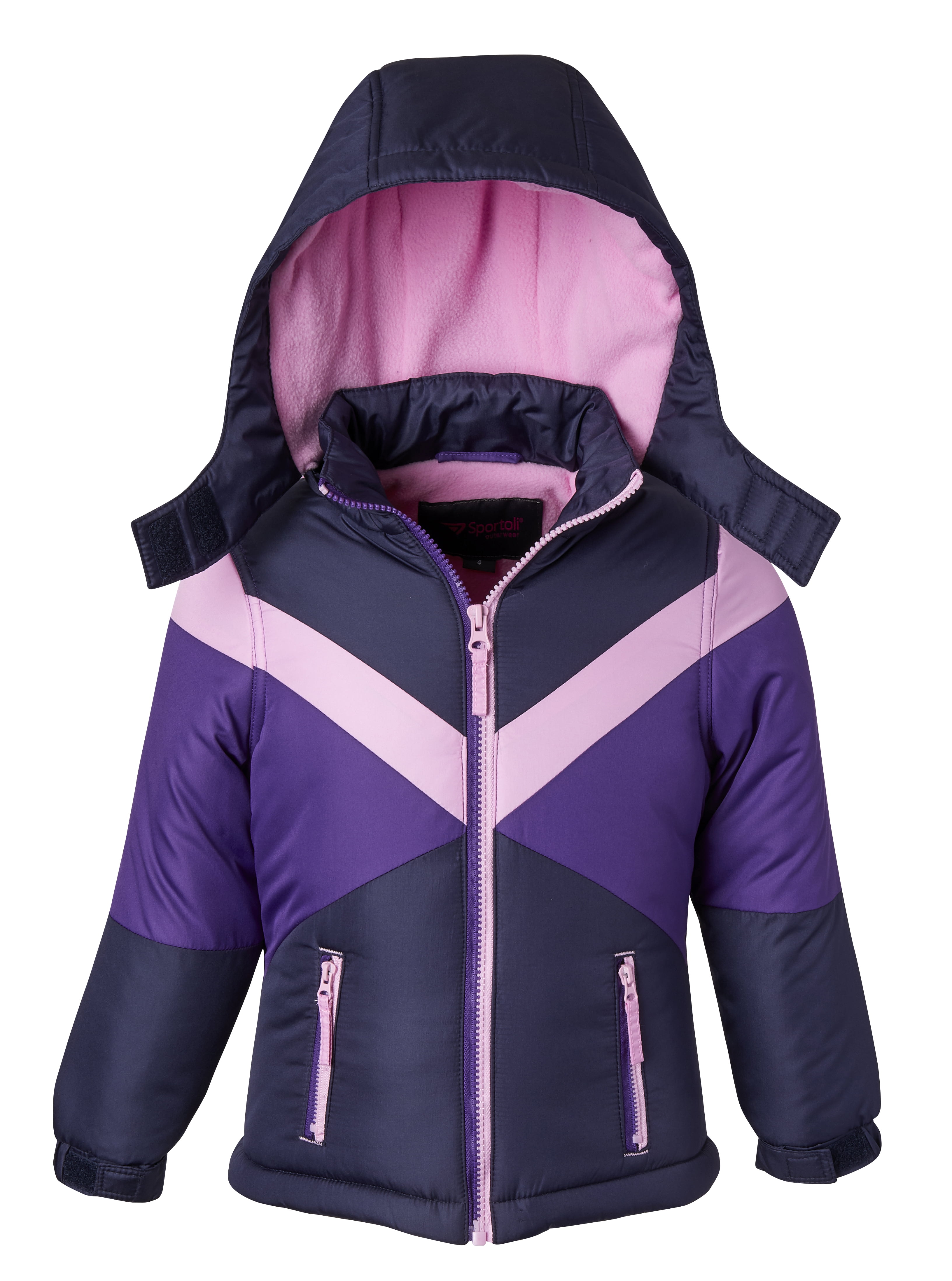 Sportoli Girls Fleece Lined Hooded Winter Puffer Jacket, Purple, Size 8 ...