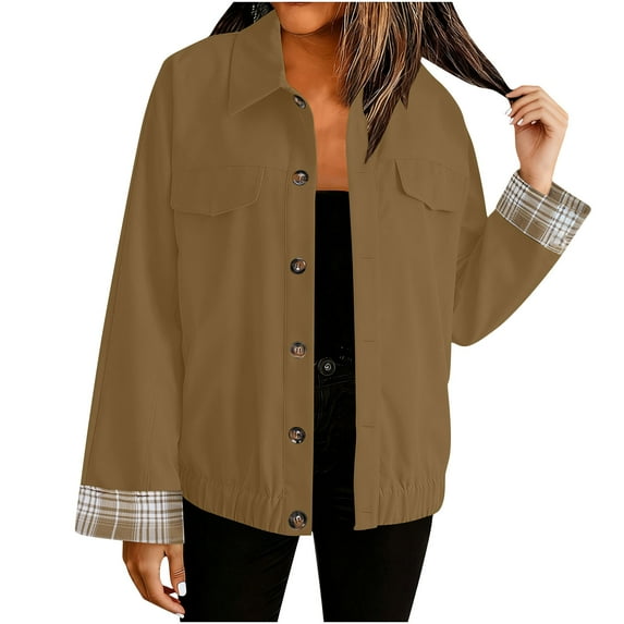 Coats for Women Long Sleeve Lapel Coat Casual Jacket Turn-Down Collar ...