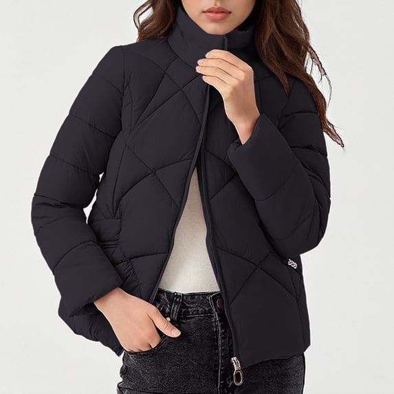 Coats for Women Long-sleeved Hooded Solid Color Casual Colored Puffy ...
