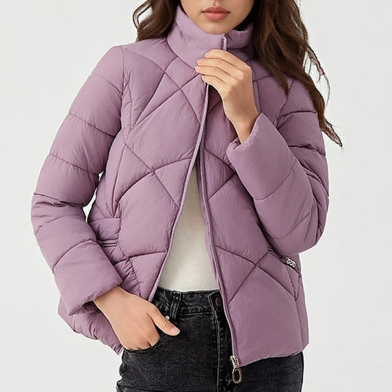 Coats for Women Long-sleeved Hooded Solid Color Casual Colored Puffy ...