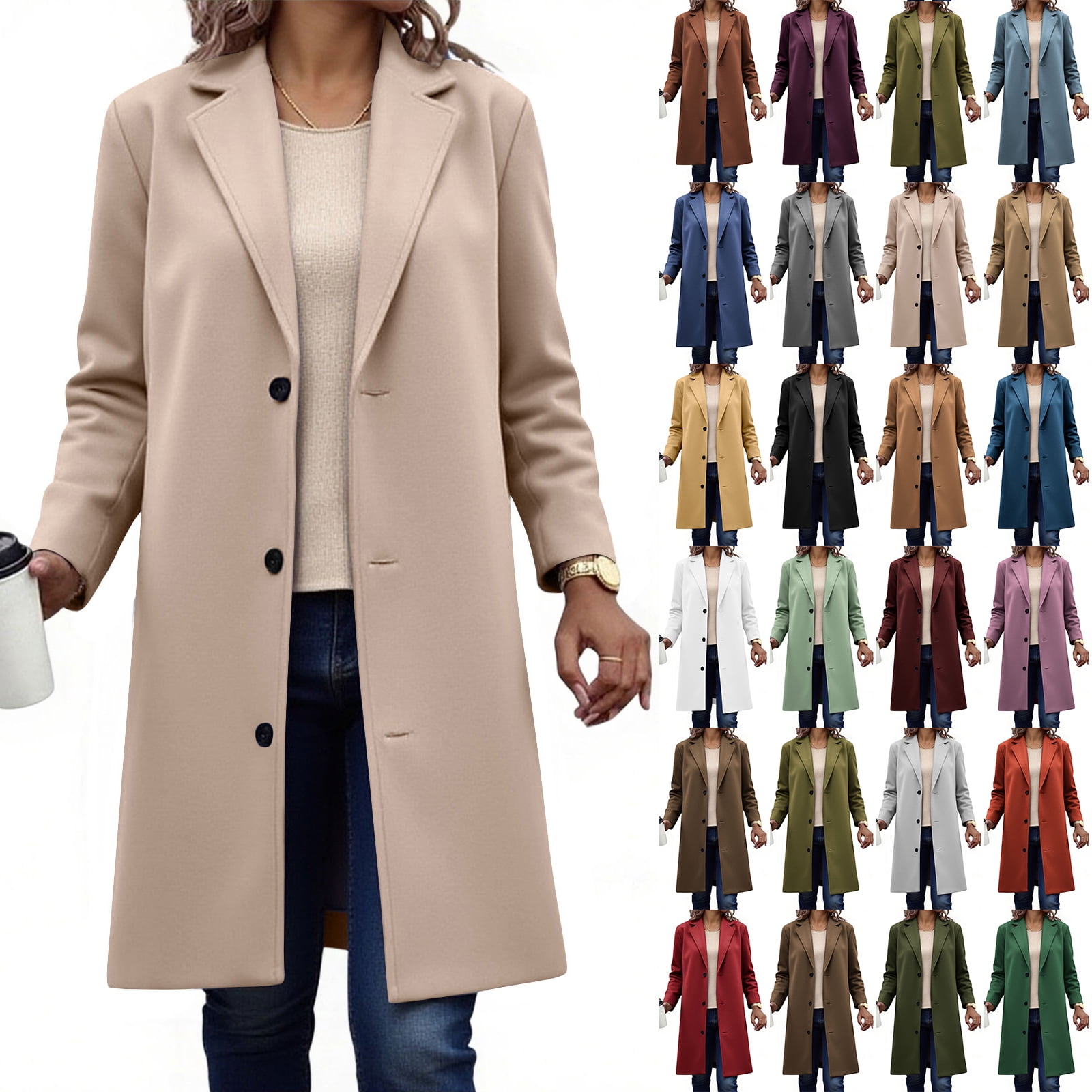 Coats for Women Plus Size, Women's Solid Casual Thicken Wool Stand ...