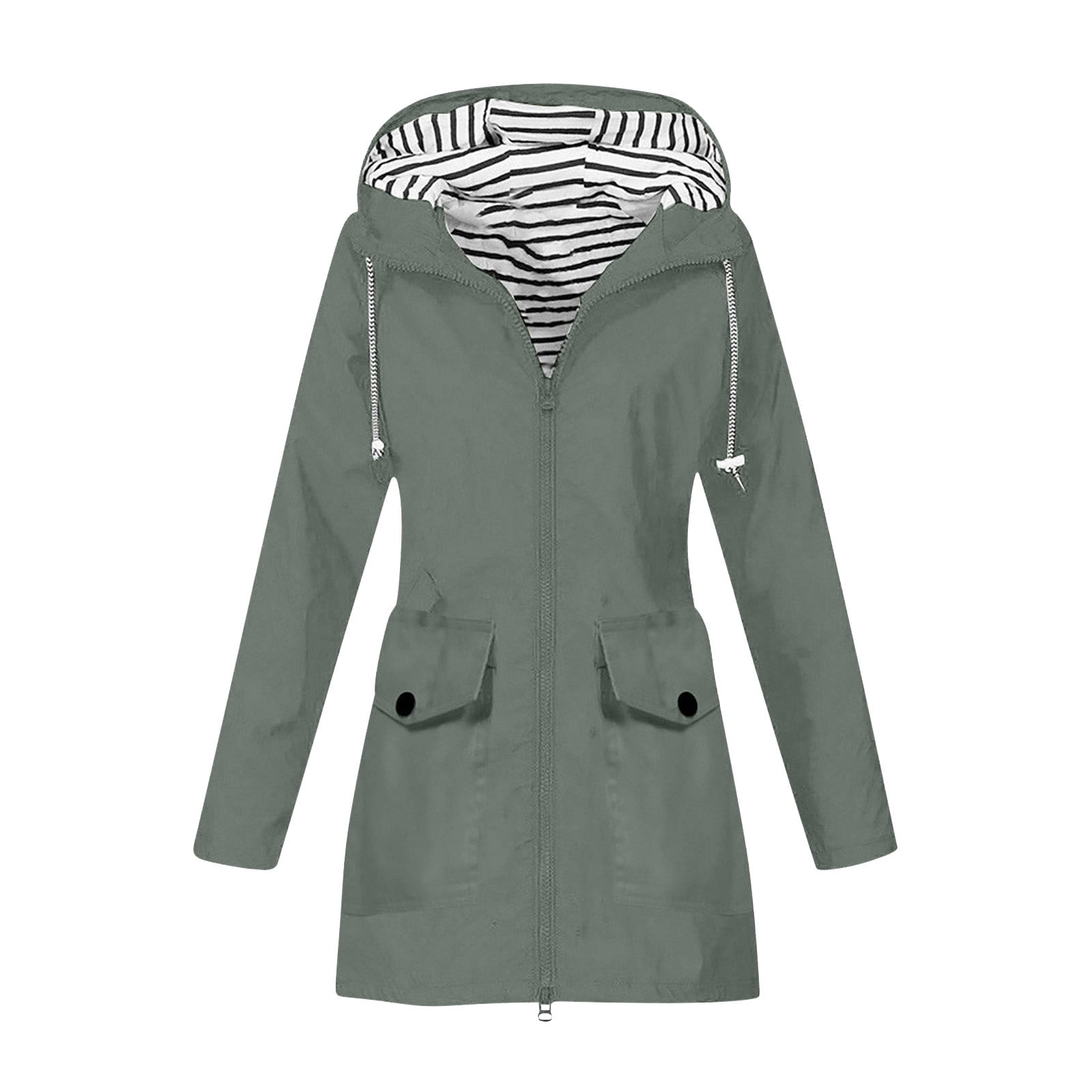 Coats for Women,Rain Coats for Women,Solid Color Rain Jacket Outdoor ...