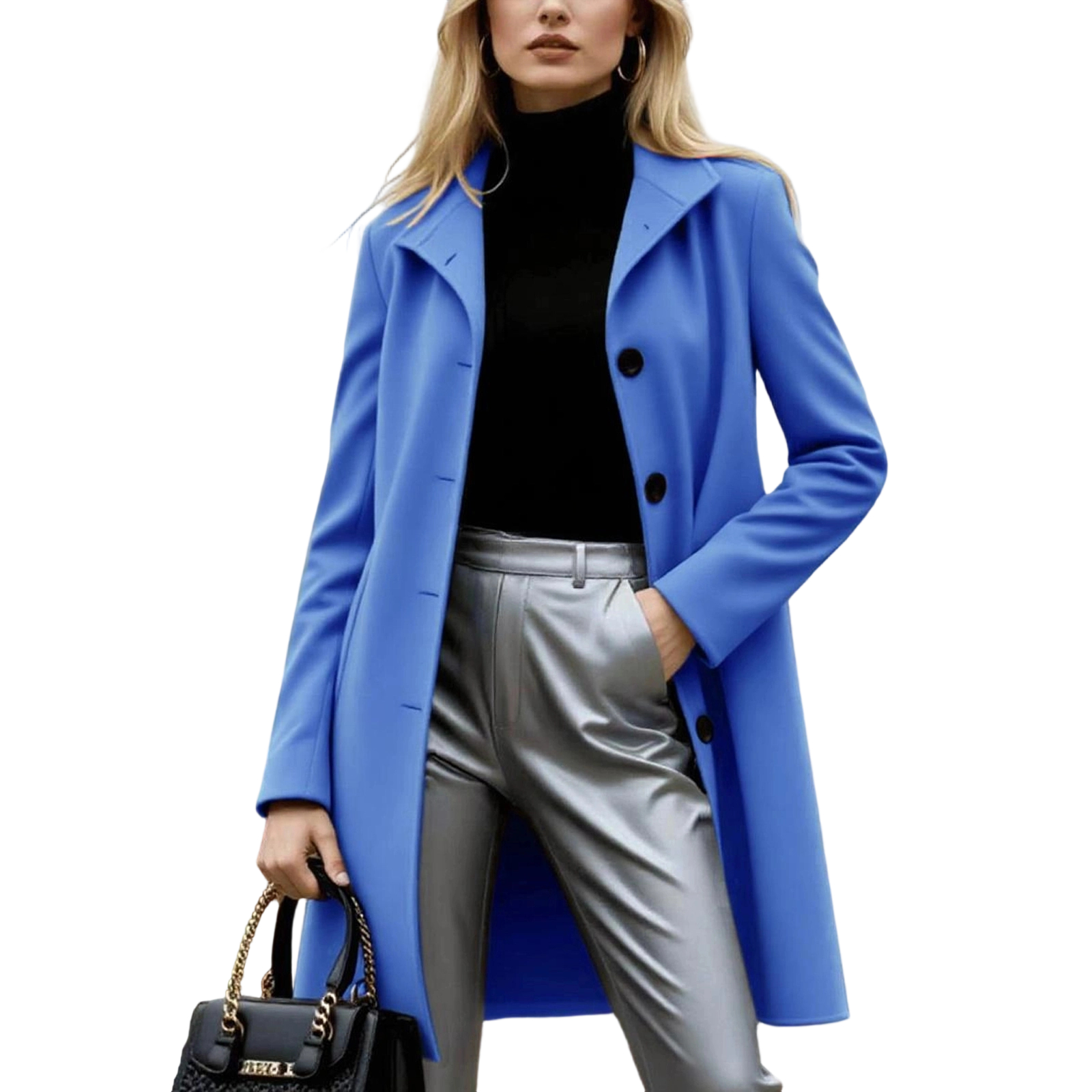 Coats for Women Single Breasted Trench Coat Fashion A-Line Fall Winter ...