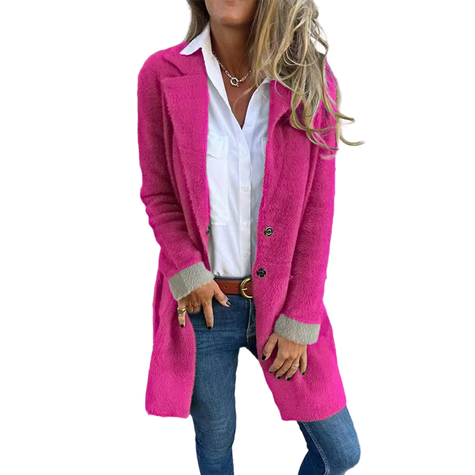 Coats for Women Single Breasted Trench Coat Fashion A-Line Fall Winter ...