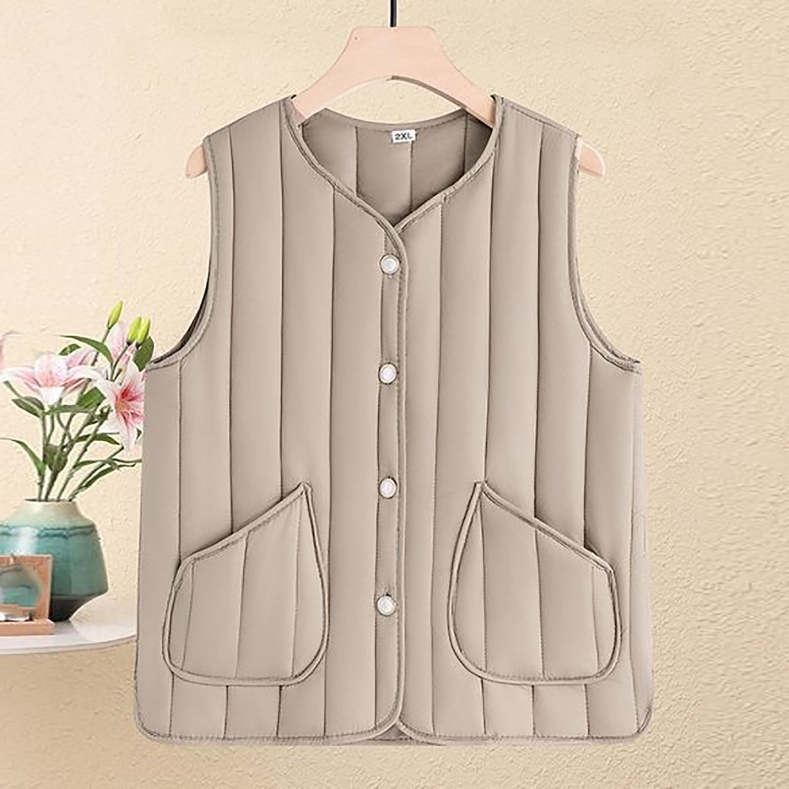 Coats for Women Sleeveless Pocket Warm Base Wearing Top Jacket,Womens ...