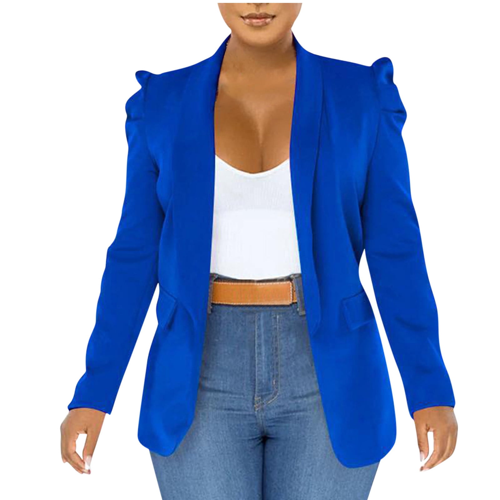 Coats for women's Fashion Solid Button Suit Coat Long Sleeve Hatless ...