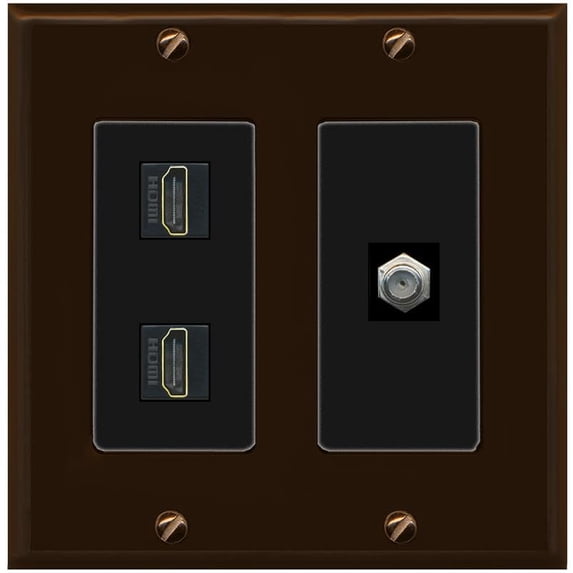 Coax 2 HDMI Wall Plate-2 Gang Brown/Black - Walmart.com