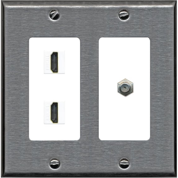 Coax 2 HDMI Wall Plate-2 Gang Stainless/White - Walmart.com