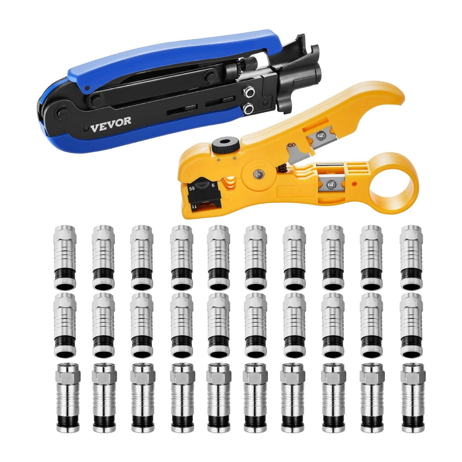 Coax Cable Compression Tool Kit - Includes Crimper & Connectors for RG6/RG59, Durable & Precise ...