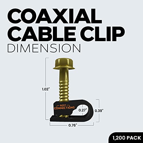 Coaxial Cable Clips (1,200 Pack) - Black Single Cable Mounting Clamps ...
