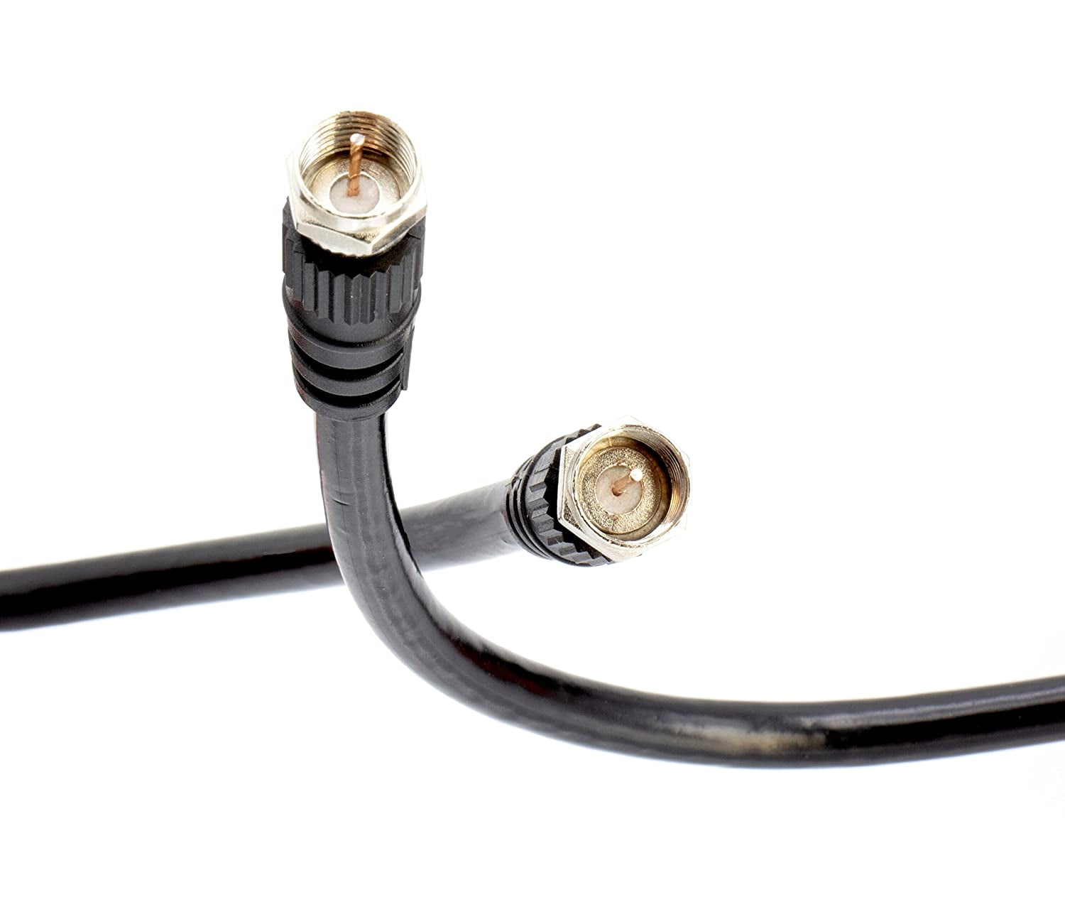 Coaxial Cable (Coax Cable) 6ft with Easy Grip Connector Caps- Black ...
