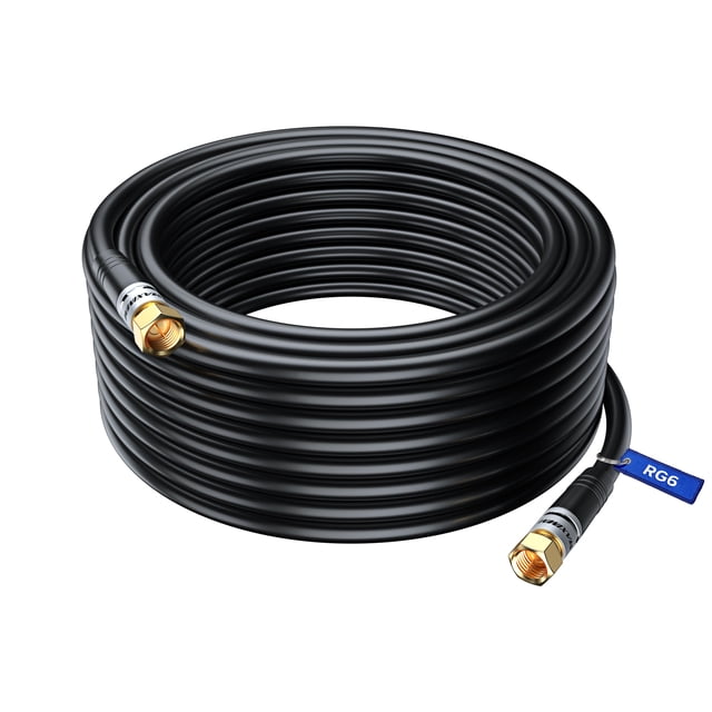 Coaxial Cable RG Coax Cord 25 Feet (Black), Triple Shielded Wire CL3 F ...