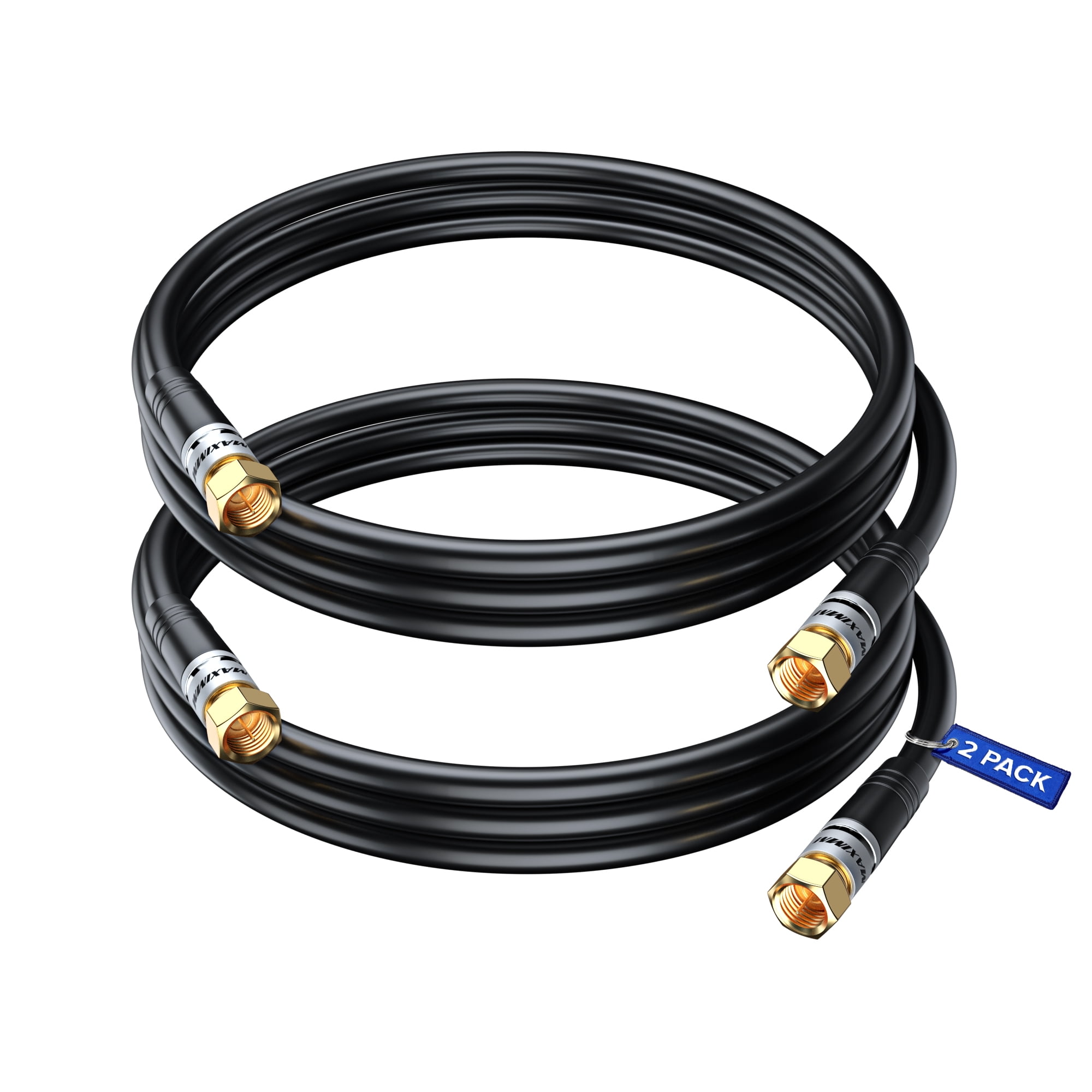 Coaxial Cable RG6 3 ft, F-Type Connector CL3 Triple Shielded Coax Cable ...