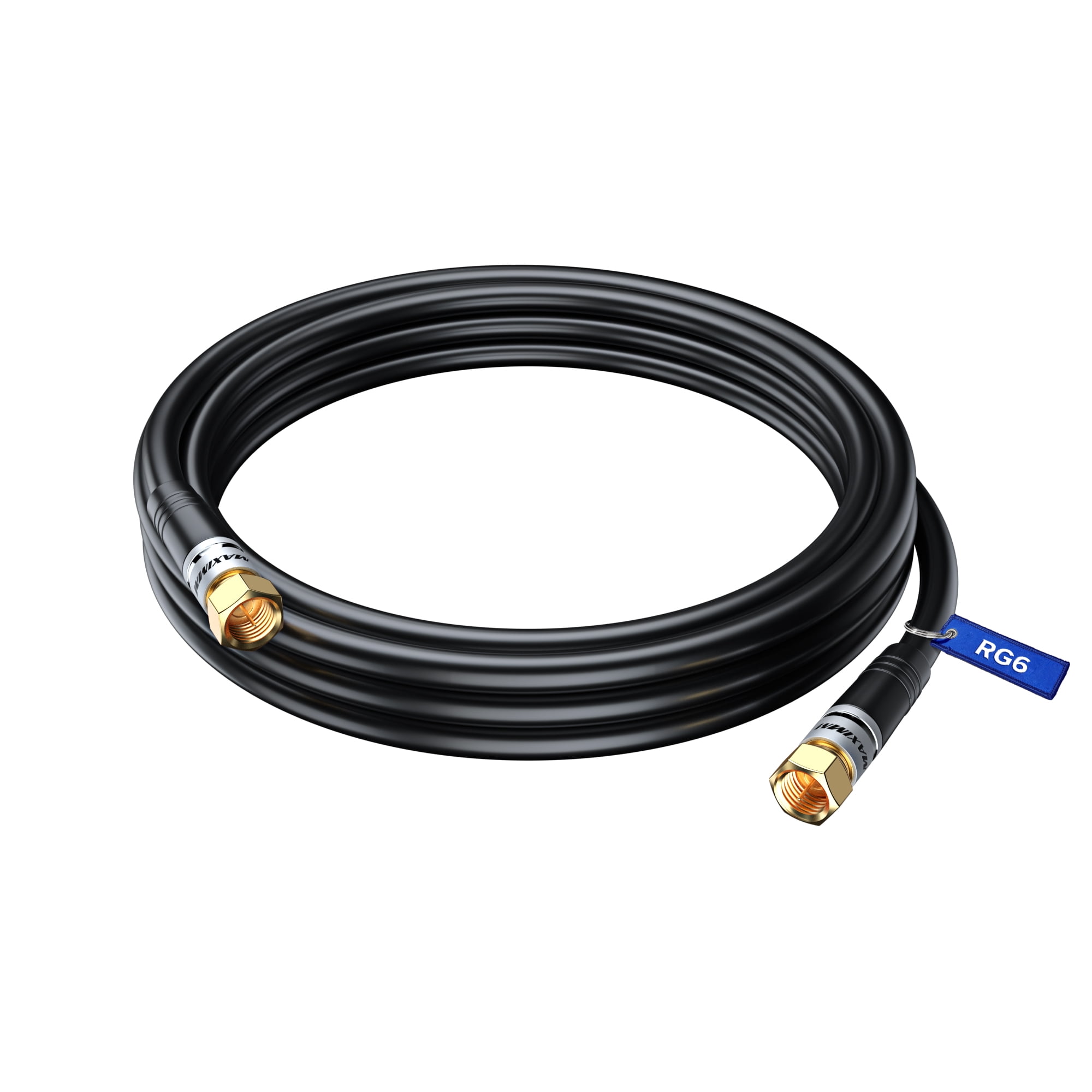 Coaxial Cable RG6 Coax Cord 12 Feet (Black), Triple Shielded Wire CL3 F ...