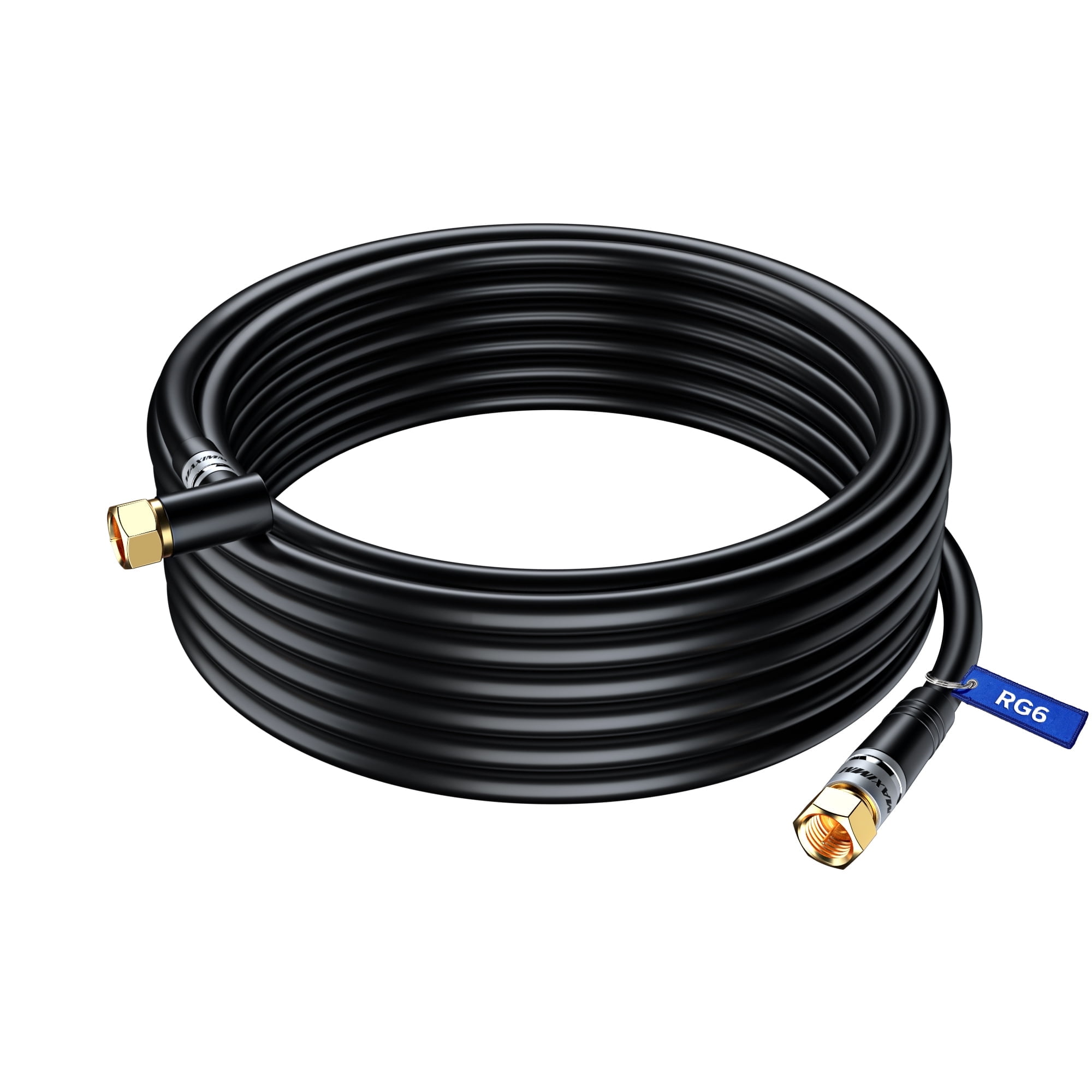 Coaxial Cable RG6 Right Angle 90°, 30 ft, Coax Cable F-Type Triple ...