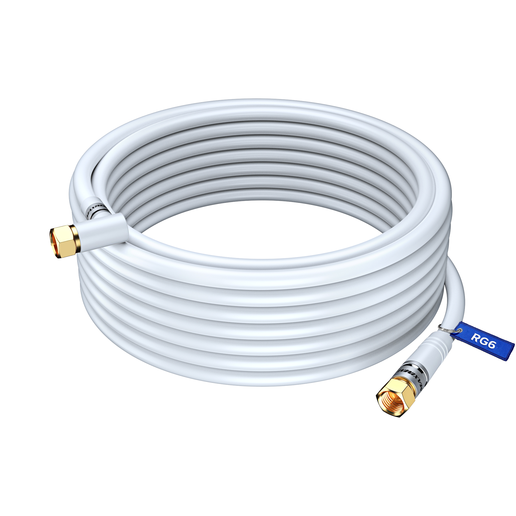 Coaxial Cable RG6 Right Angle 90°, 40 ft, Coax Cable F-Type Triple ...
