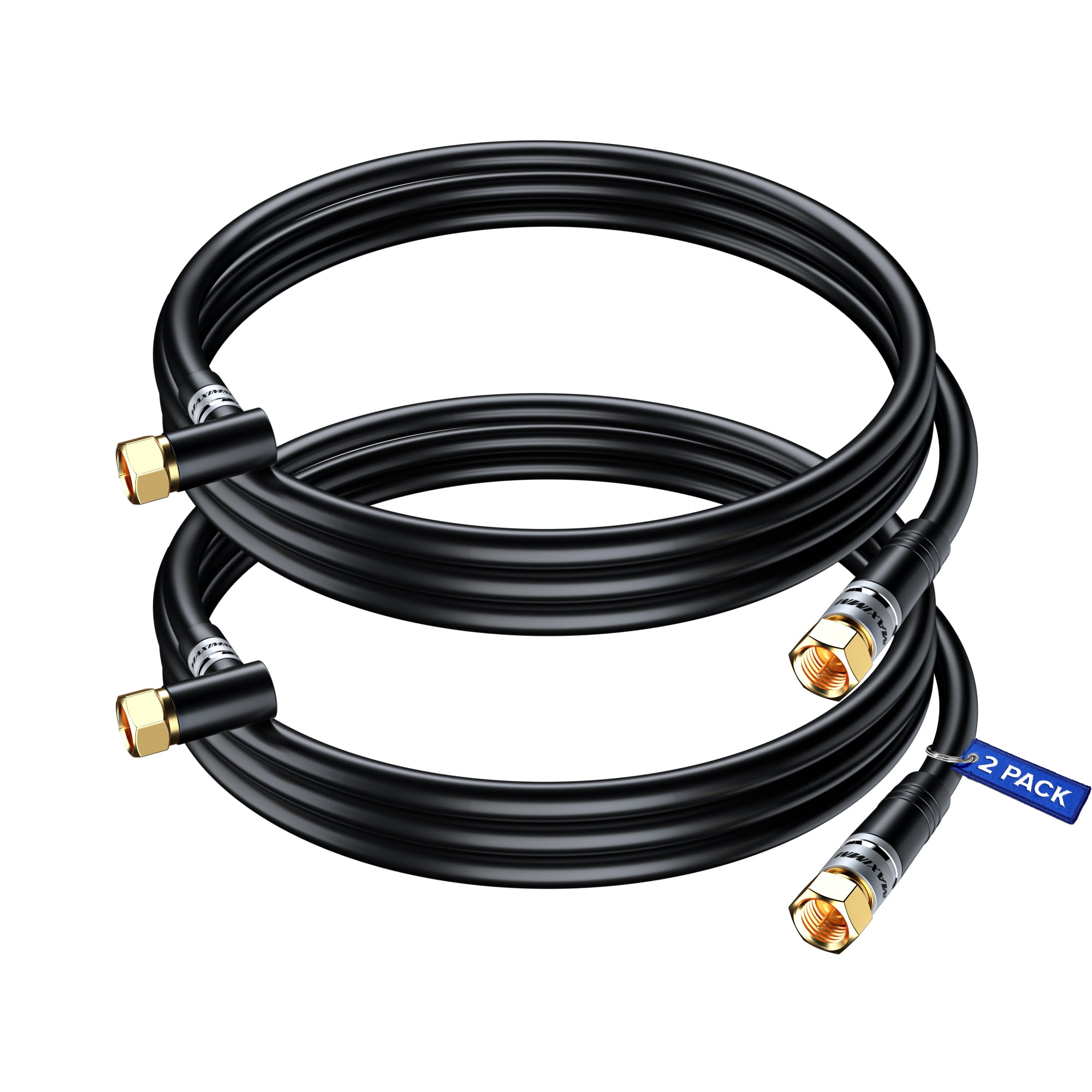 Coaxial Cable RG6, with a Right Angle 90° Connector, 2 ft, Coax Cable F ...