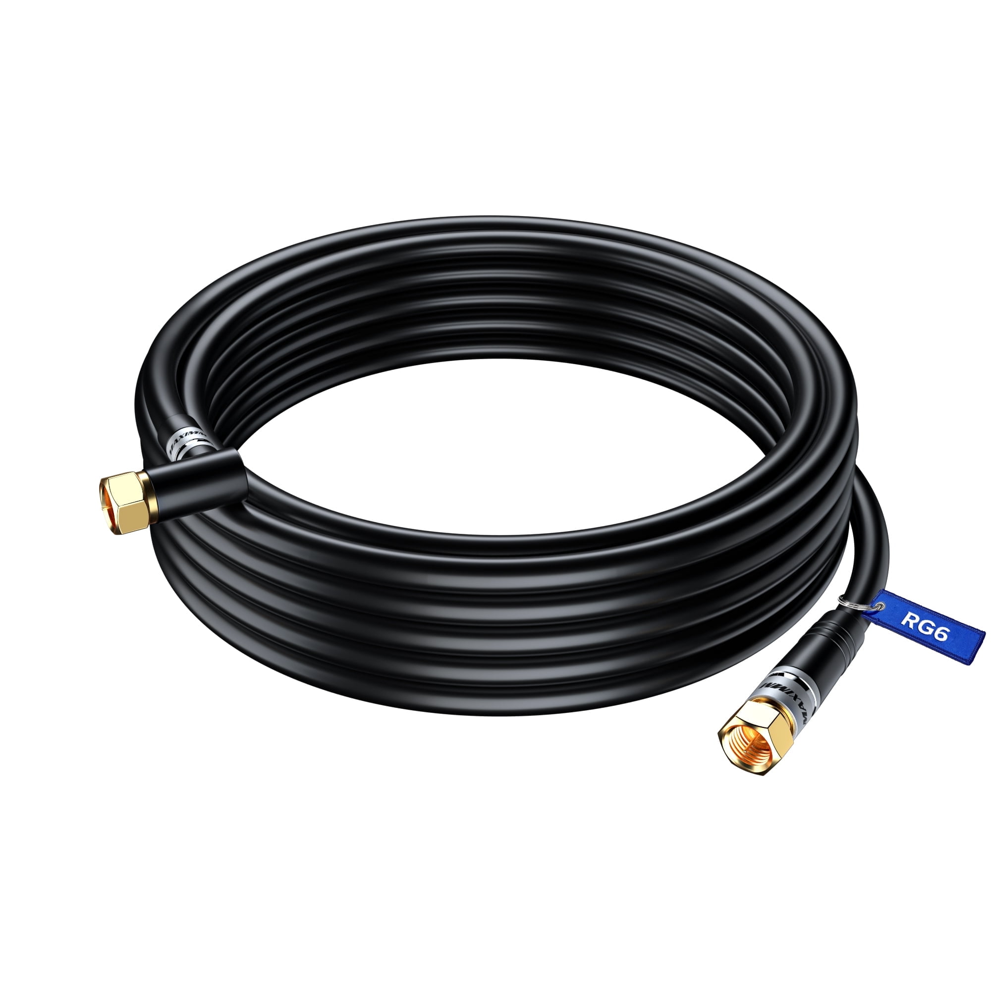 Coaxial Cable RG6, with a Right Angle 90° Connector, 20 ft, Coax Cable ...