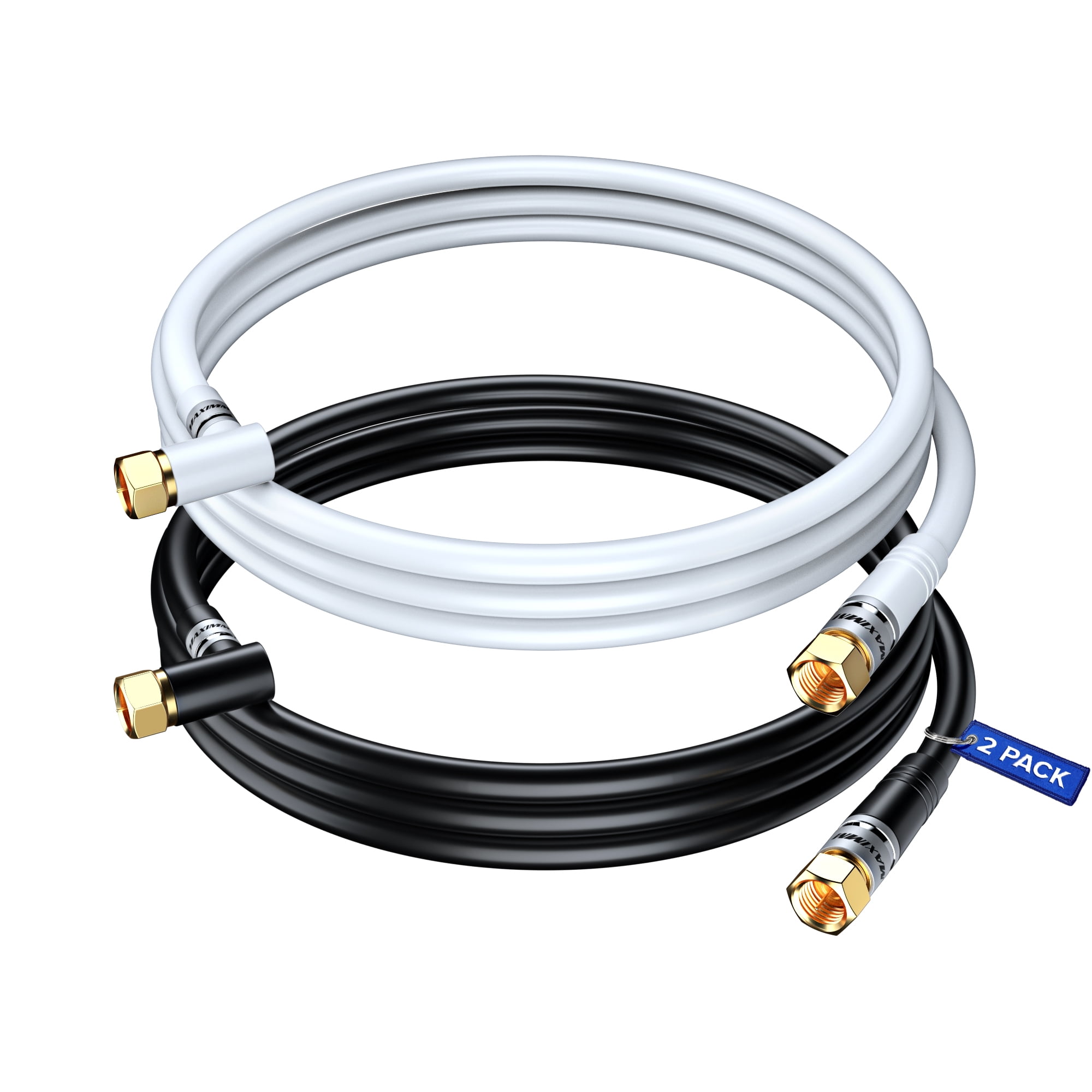 Coaxial Cable RG6, with a Right Angle 90° Connector, 3 ft, Coax Cable F ...