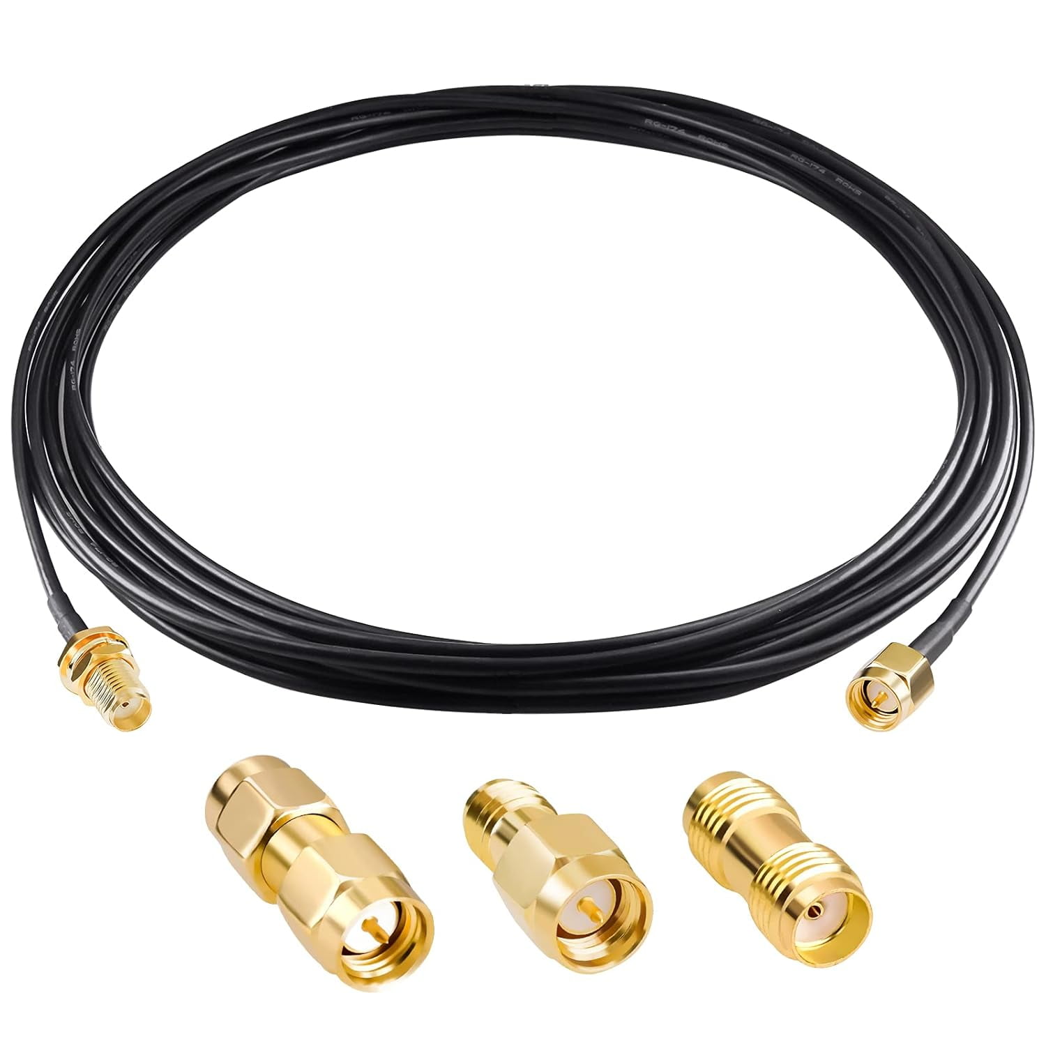 Coaxial Cable SMA Male to Female Bulkhead RG174 16.4ft/5m Cable with ...